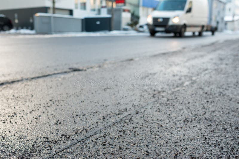 Grit in Winter on a Sidewalk Stock Photo - Image of pavement, light ...