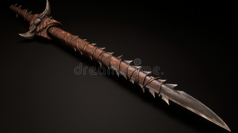 Fantasy Spiked Wooden Staff - Frank Frazetta Style Stock Illustration ...