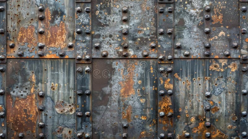 The Gritty Texture of Aged Steel Plates Each Rivet Weathered from Years ...