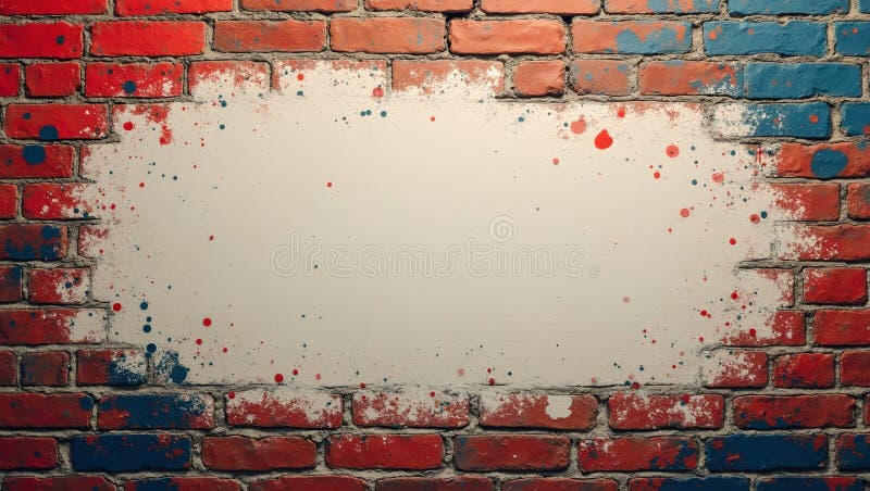 Gritty Urban Brick Wall with Graffiti Paint Splatters Stock ...
