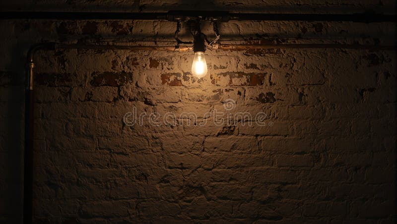 Gritty Urban Setting with Glowing Light Bulb Cast Shadows on Textured ...