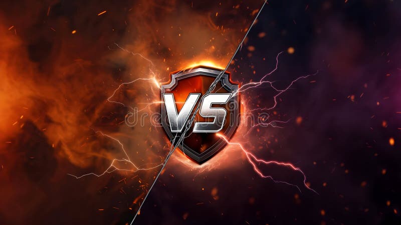 Gritty Versus Concept with Lightning and Intense Fiery Energy Stock ...