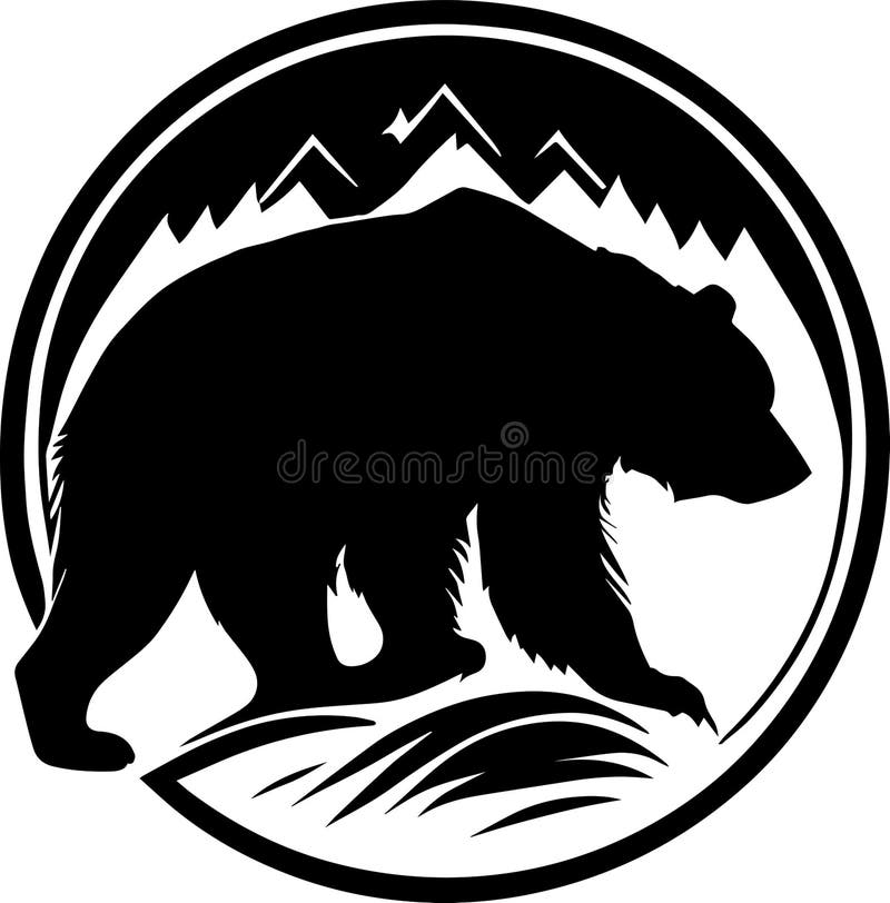 Grizzly Bear Icon Silhouette Logo Stock Vector - Illustration of vector ...