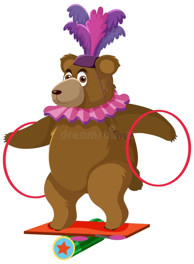 Grizzly Bear Performance Balancing on Plate Stock Vector - Illustration ...