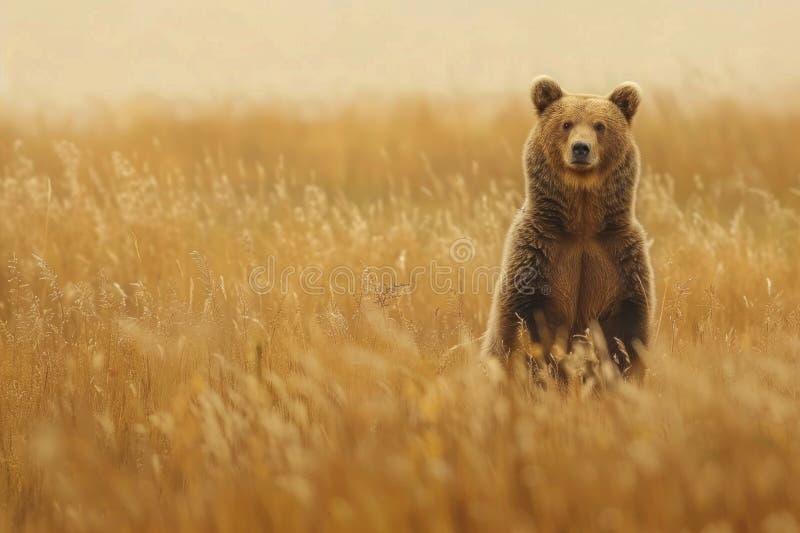 Grizzly Bear Standing in the Field. Generative AI Stock Image - Image ...
