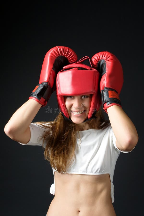 Grl with red boxing gloves stock image. Image of background - 6524643