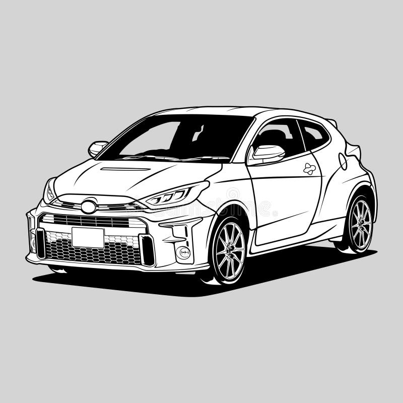 GRMN Yaris Black and White stock vector. Illustration of speed - 320280691