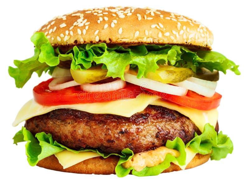 Sehr großer Burger stockbild. Bild von mittagessen, brot - 22417835