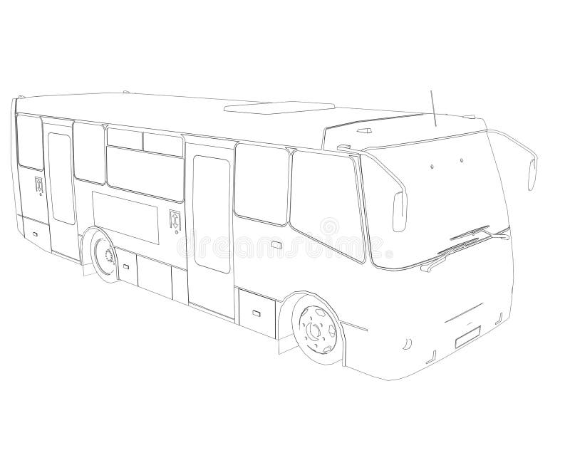 Hand Gezeichneter Transportsatz Bus Vektor Abbildung - Illustration von ...