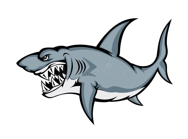 Großer grauer Haifisch vektor abbildung. Illustration von geschöpf ...