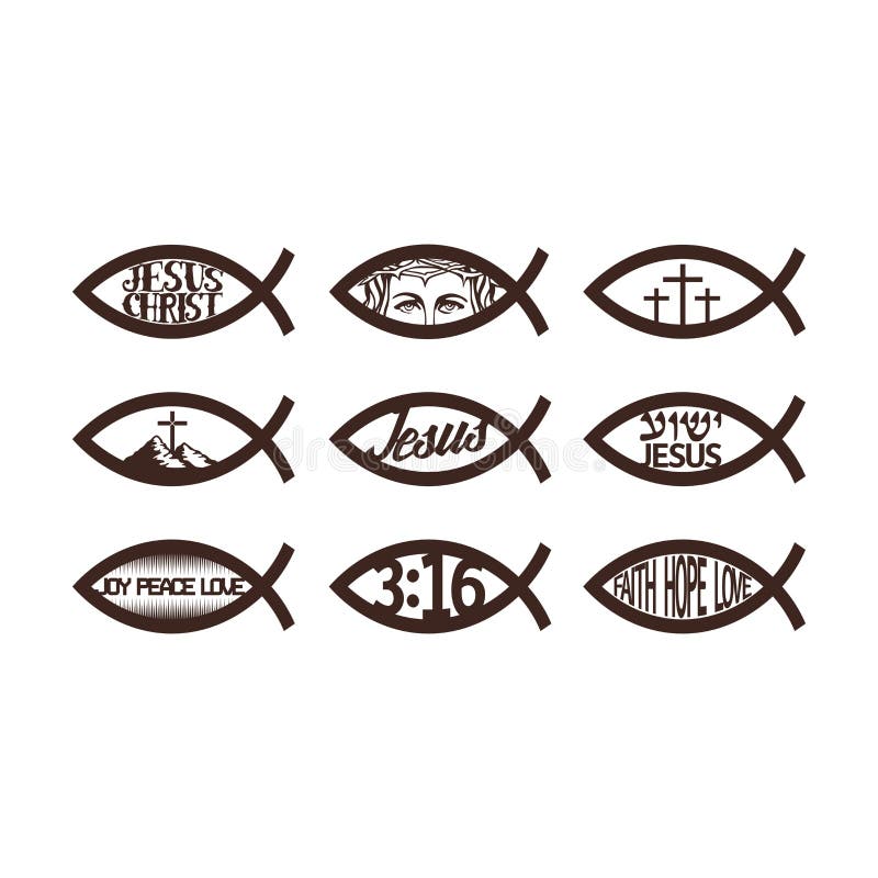Ichthys Fisch-Symbolikone Jesus-Fische Christliche Vektor Abbildung ...