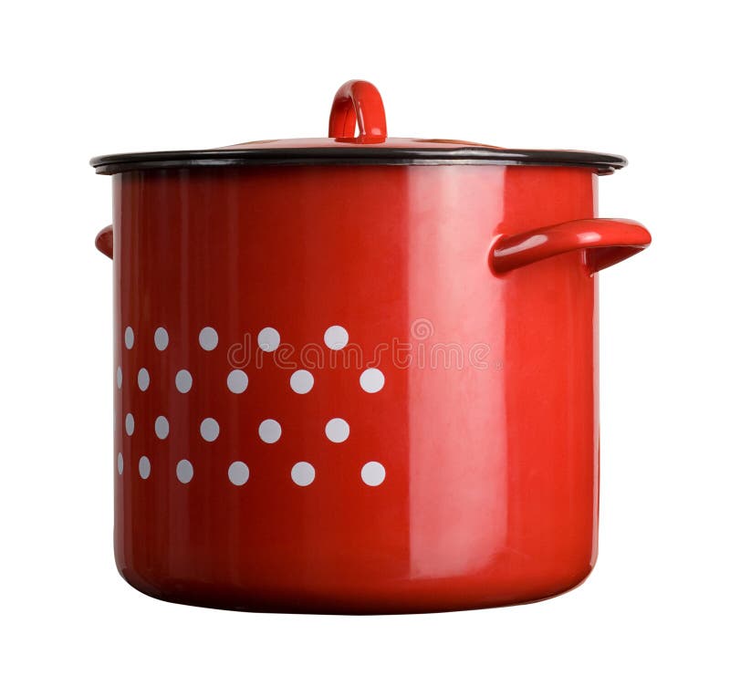 Roter Kochender Topf Mit Den Punkten Lokalisiert Stockfoto - Bild von ...
