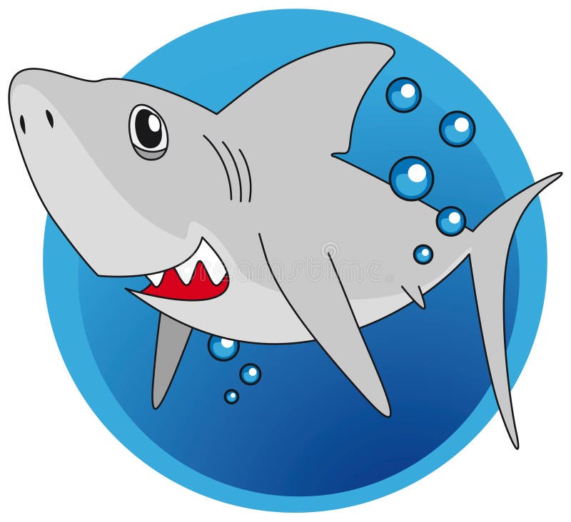 Haifisch und Tropen-Insel vektor abbildung. Illustration von szene ...