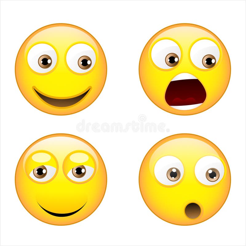 Smiley Gesichts- Oder Emoticonsvektor Stellte in Gelb Mit ...