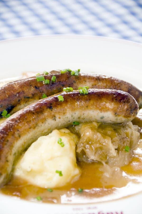 Grobe Sausage Mashed Potatos Sauerkraut Stock Photo - Image of ...