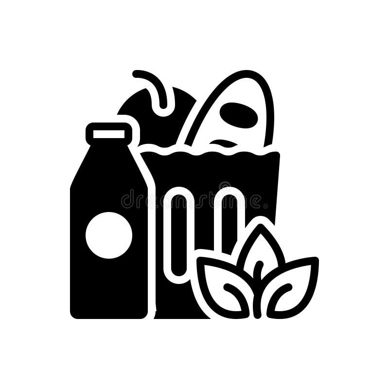 Black Solid Icon for Groceries, Food and Supermarket Stock Illustration ...