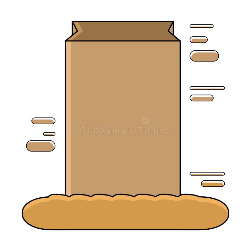 Grocery bag with bread stock vector. Illustration of healthy - 196421915