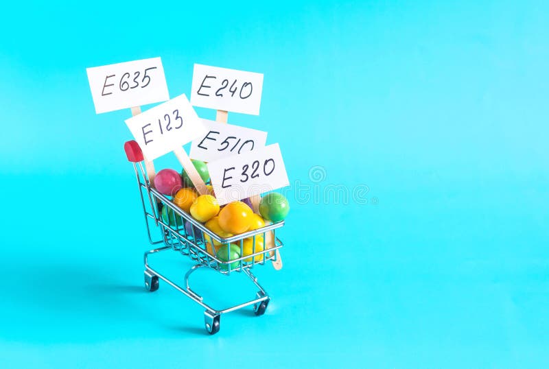 A Grocery Basket with Various Food Additives in Close-up Stock Image ...