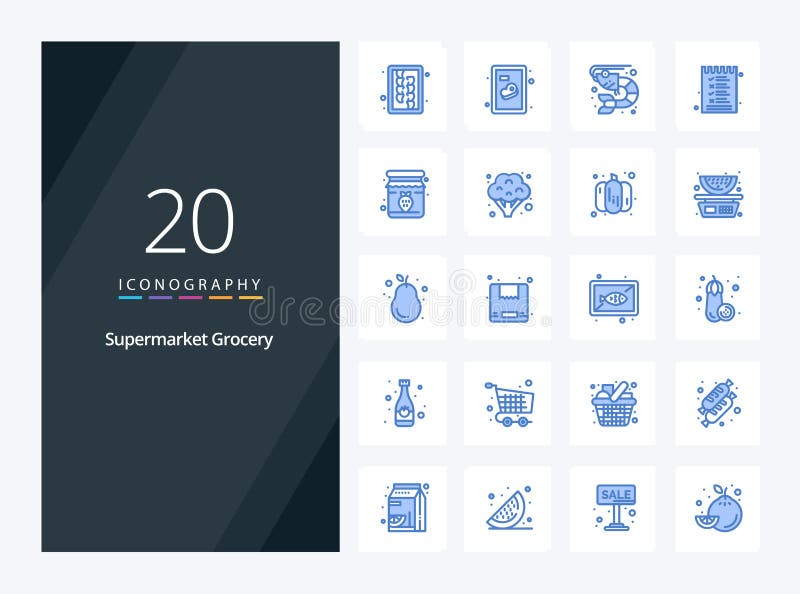 20 Grocery Blue Color Icon for Presentation Stock Vector - Illustration ...