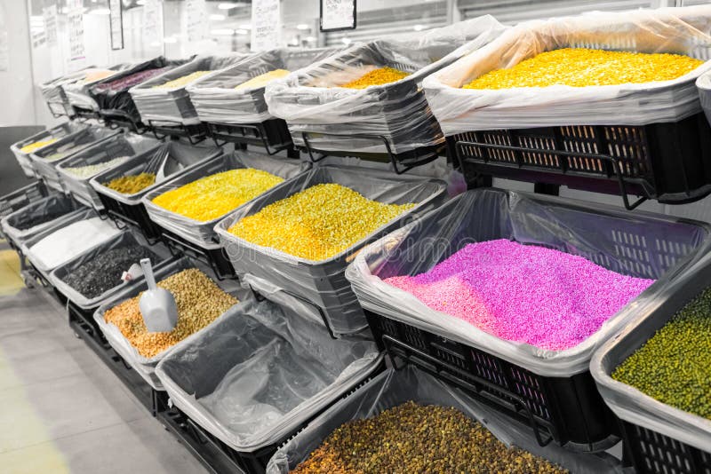 Grocery Boxes on Grocery Store Shelves Close Up Stock Photo - Image of ...