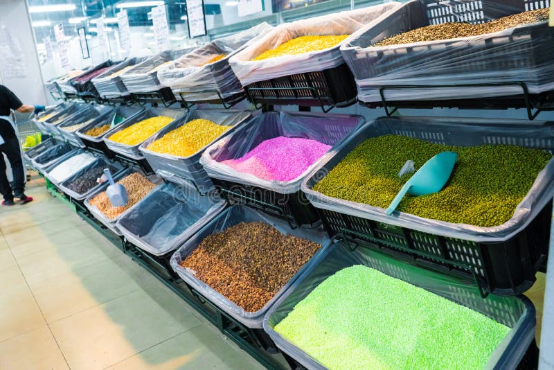 Grocery Boxes on Grocery Store Shelves Close Up Stock Image - Image of ...