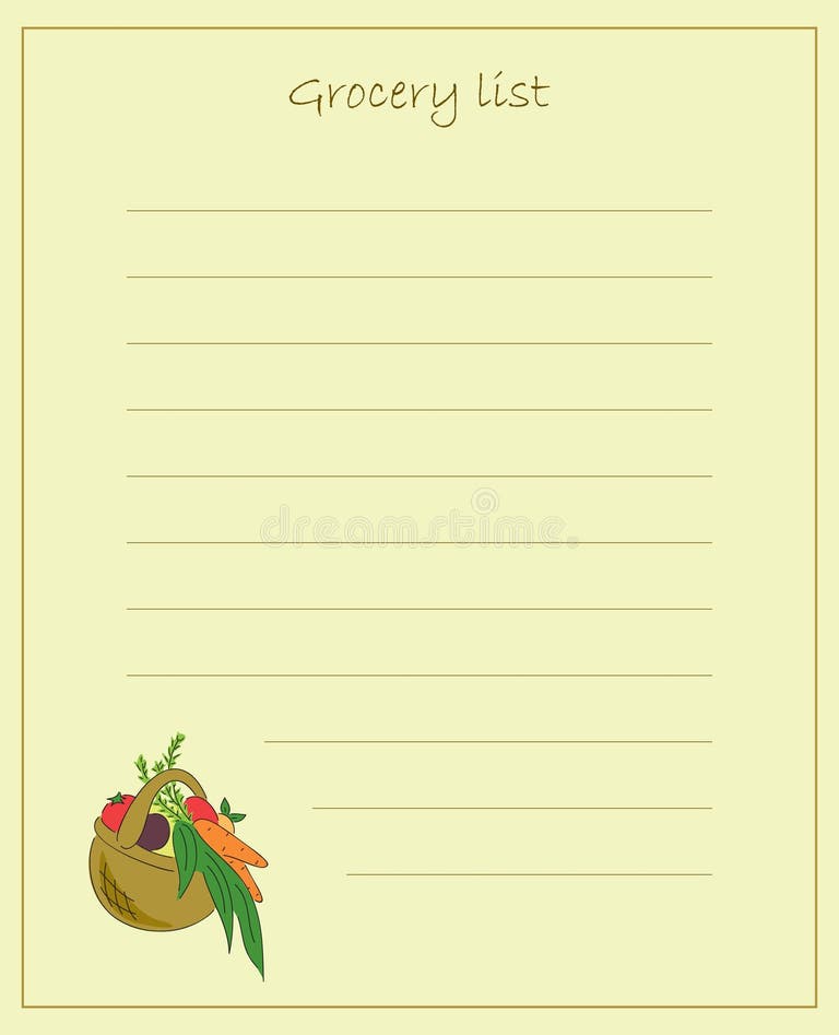 Grocery List Stock Illustrations – 5,623 Grocery List Stock ...