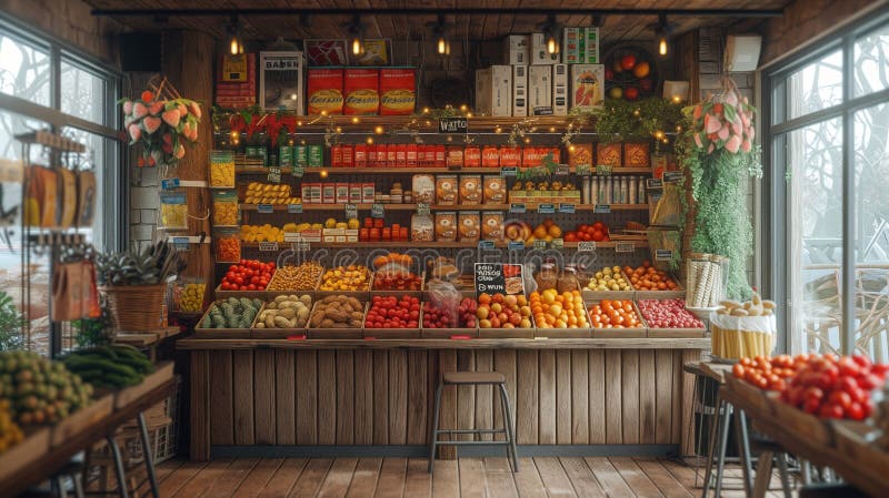 Grocery Minimarket Interior Stock Illustration - Illustration of goods ...