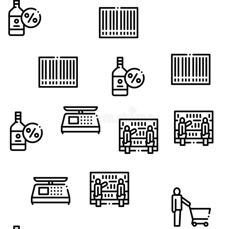 Grocery Shop Shopping Seamless Pattern Vector Stock Vector ...