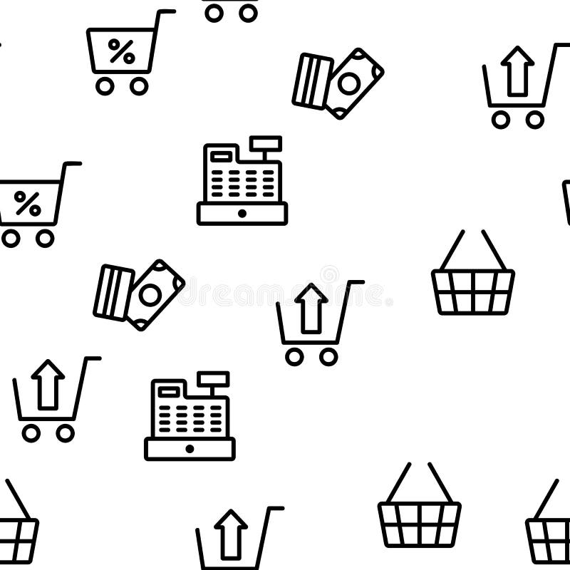 Grocery Shop Vector Seamless Pattern Stock Vector - Illustration of ...