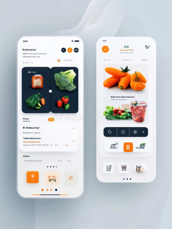 Grocery Shopping App Interface Showcasing Modern Design with Smooth ...