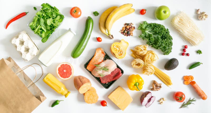 Grocery Shopping Concept - Foods with Shopping Bag Stock Image - Image ... Grocery Shopping Concept - Foods with Shopping Bag Stock Image - Image ...
