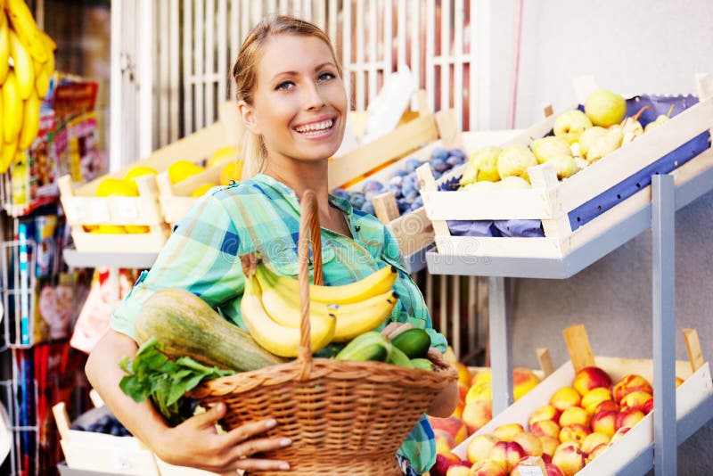 Grocery store stock image. Image of lady, choice, banana - 77348459