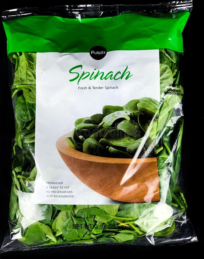 Grocery Store Brand Fresh Spinach Editorial Stock Photo - Image of ...