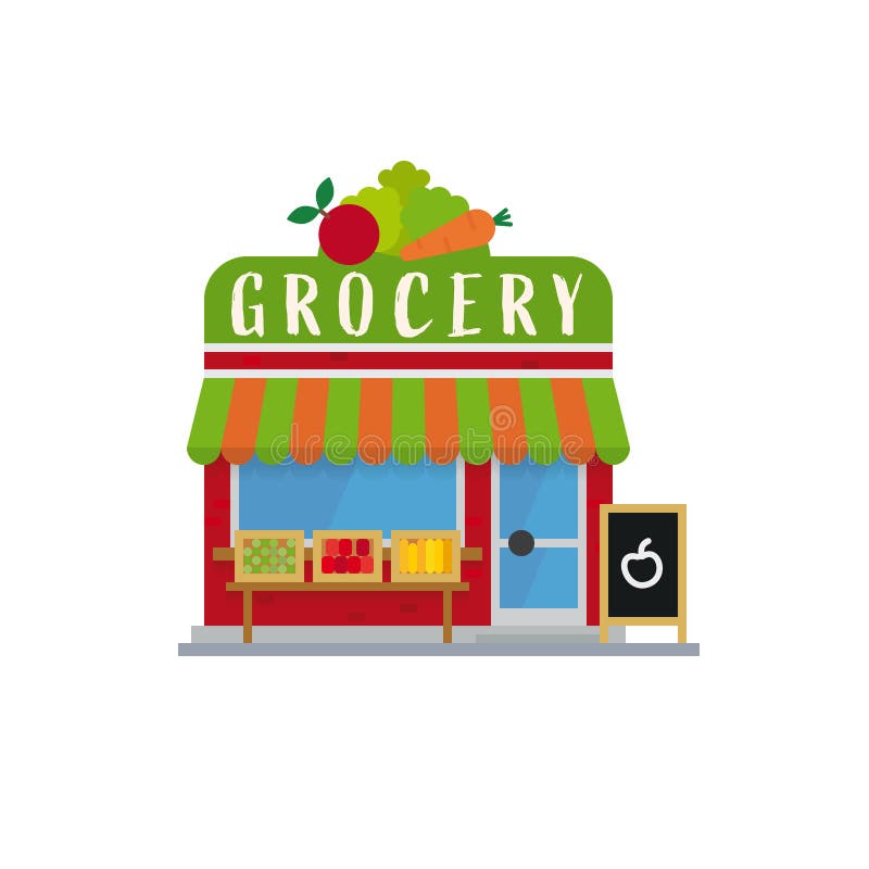 Grocery Store Building Facade Isolated Flat Design Vector Illustration ...