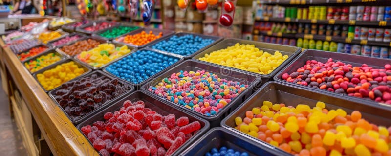 A Grocery Store with a Bulk Candy Section, Featuring Bins of Colorful ...