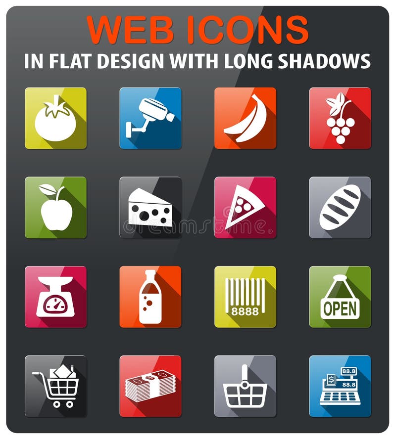 Grocery store icon set stock illustration. Illustration of apples ...