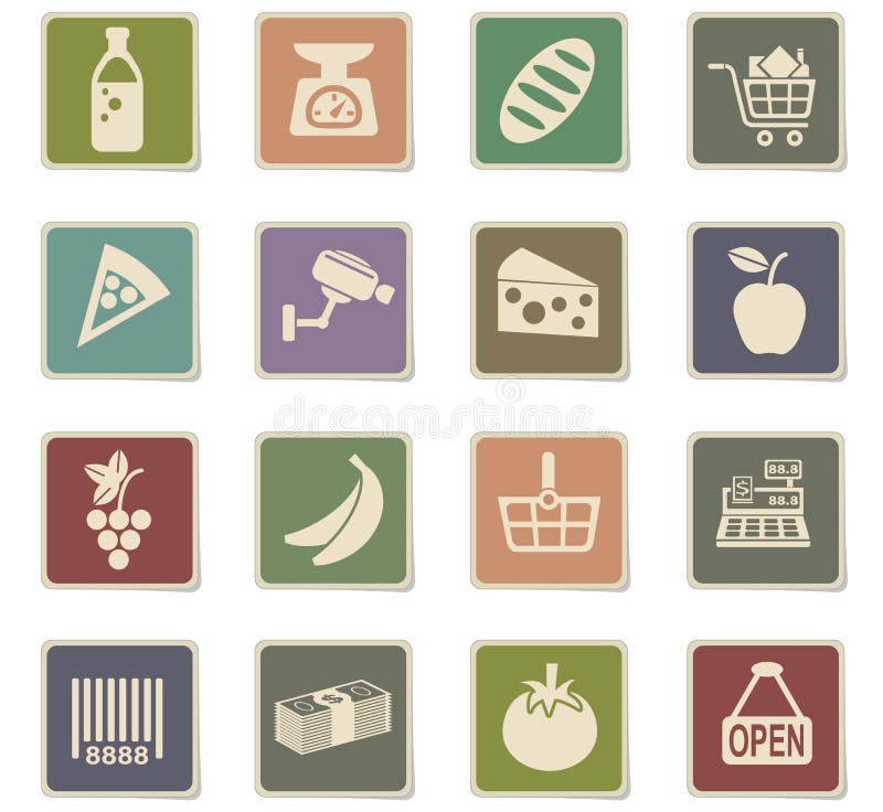 Grocery store icon set stock vector. Illustration of buying - 88067466