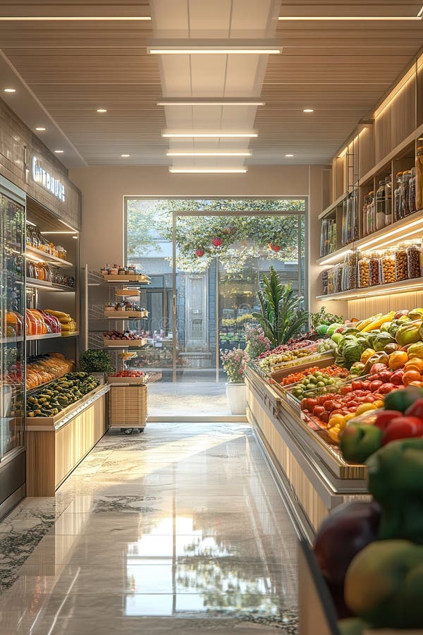 A Grocery Store with a Large Display of Fruit and Vegetables Stock ...