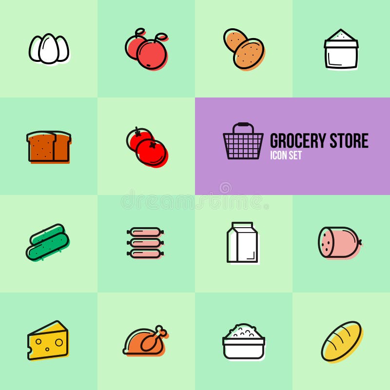 Grocery Store Set Icons Vector Illustration Design Stock Vector ...