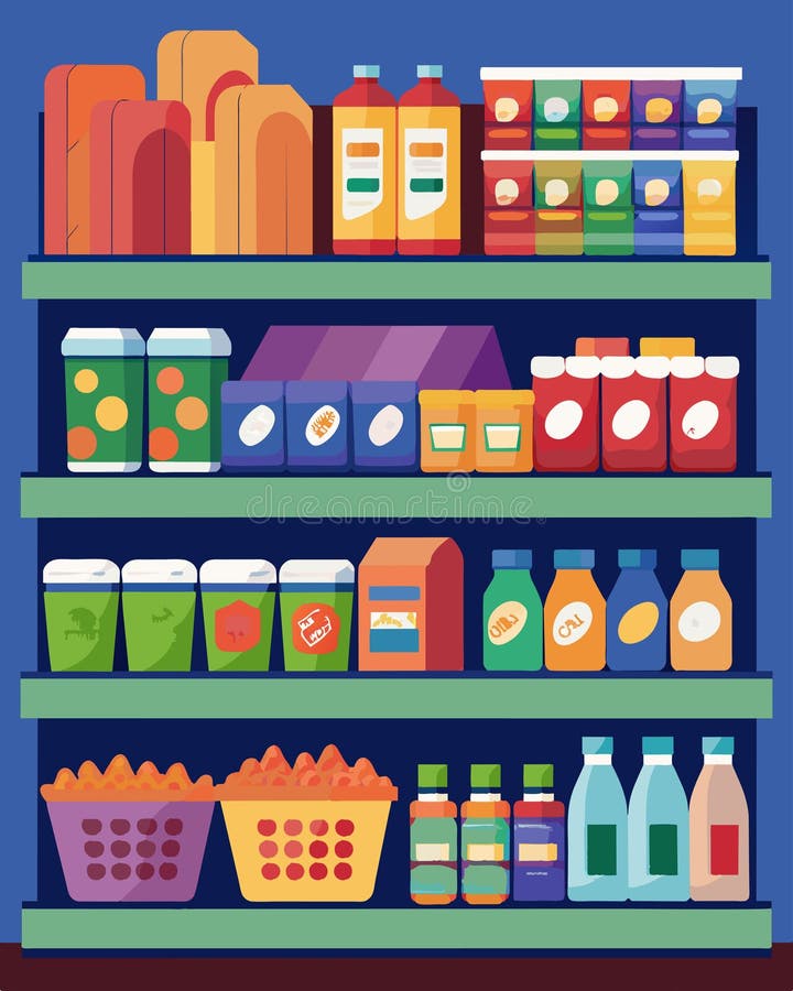 Grocery Store Shelves Lined with Individually Packaged Snacks and ...