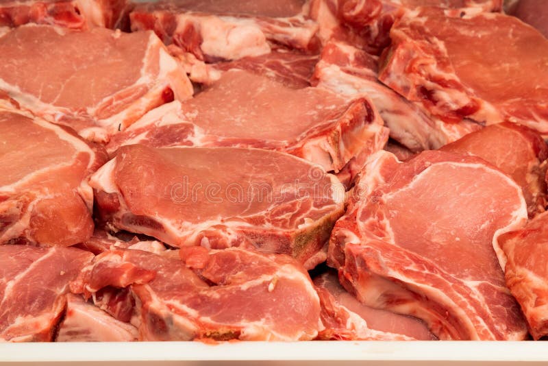 Grocery Store Showcase or Supermarket Shelf. Meat Section Stock Image ...