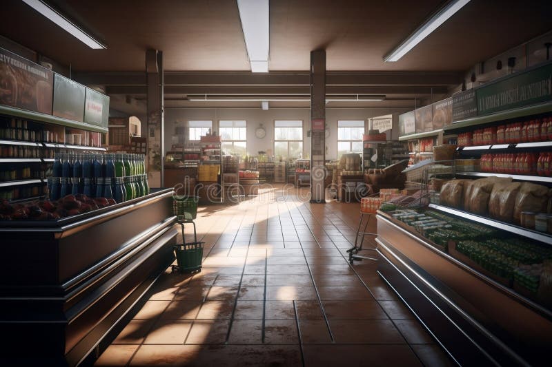 Grocery Store Supermarket Interior. AI Generated Stock Illustration ...