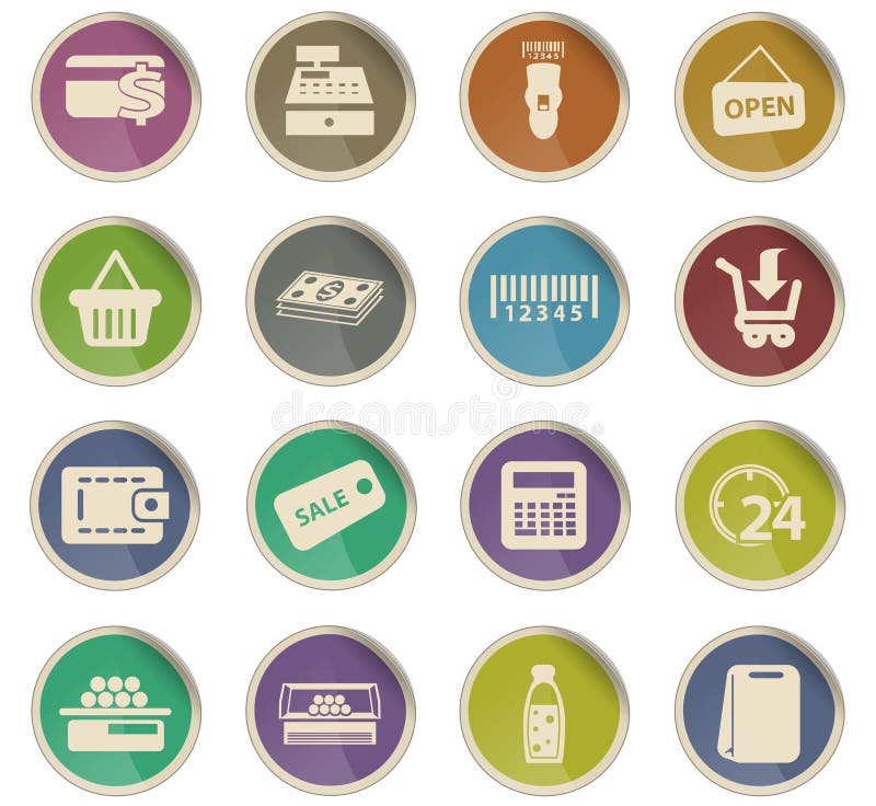 Grocery store icon set stock illustration. Illustration of openly ...