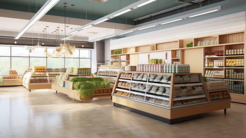 Grocery and Supermarket Store. 3d Render Stock Illustration ...
