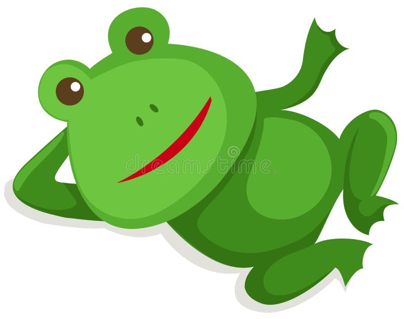 Grön Groda För Rolig Tecknad Film Vektor Illustrationer - Illustration ...