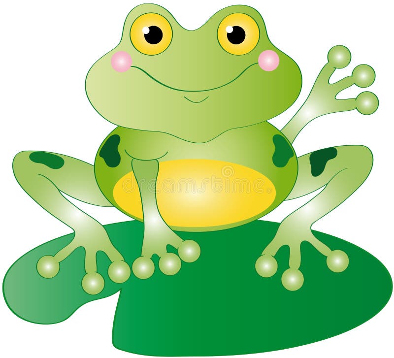 Grön Groda För Rolig Tecknad Film Vektor Illustrationer - Illustration ...