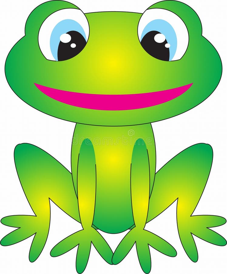 Grön Groda För Rolig Tecknad Film Vektor Illustrationer - Illustration ...