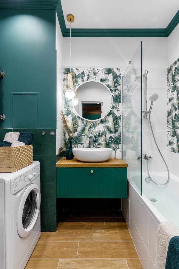GRODNO, BELARUS - AUGUST, 2022: Modern Bathroom in Green Tones ...