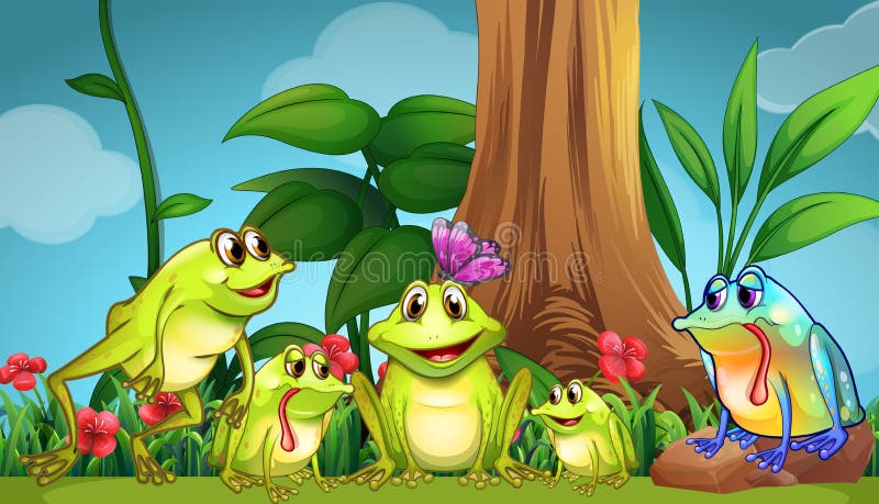Grodor Som Sitter På Bladen Upprepat Mönster Med Groda På Tropiska Blad ...