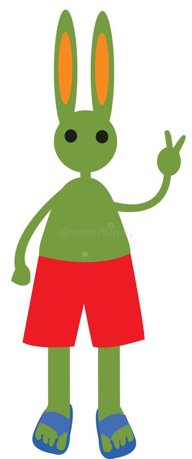 Groen Konijnenhoofd Glimlachend Gelukkig Doedel Pictogram Tekening ...